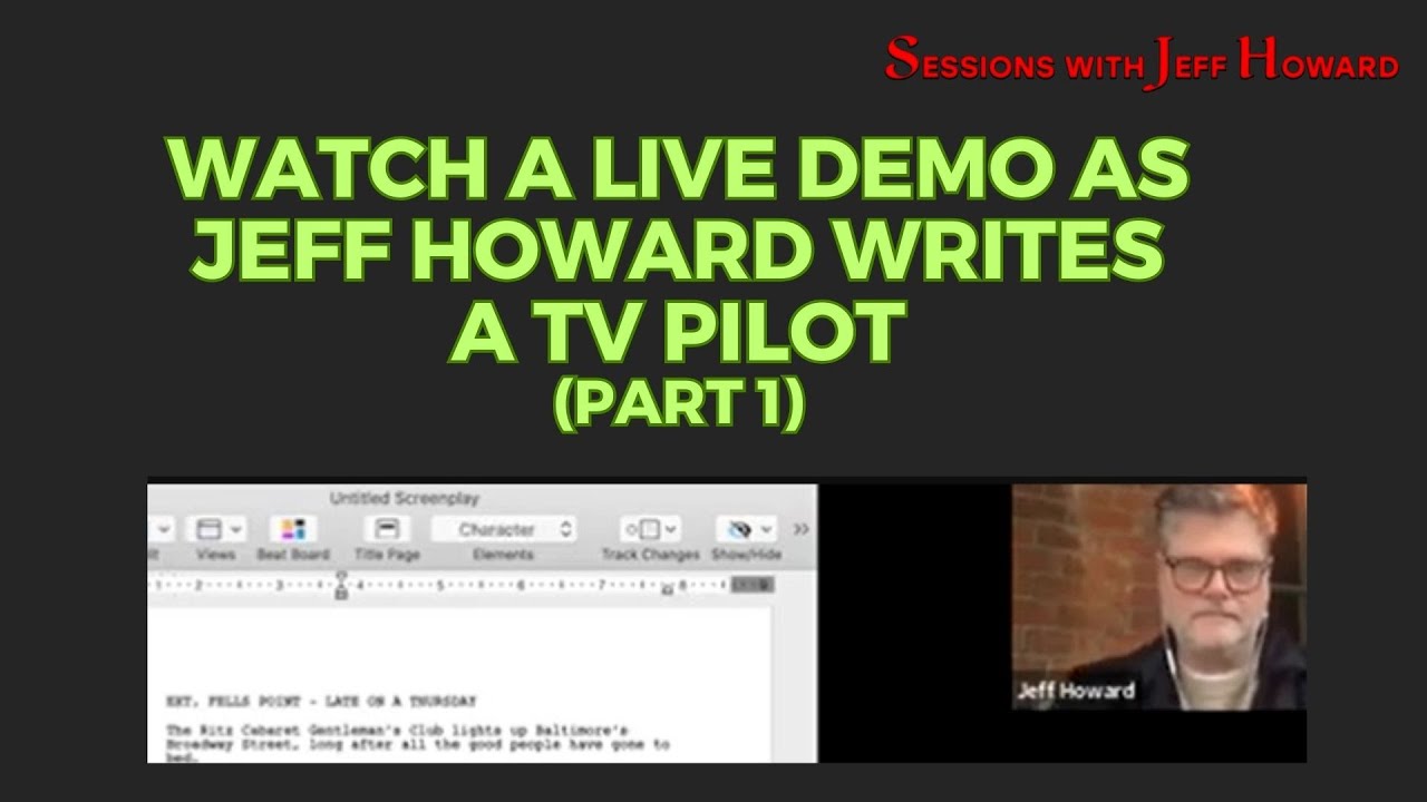 Screenwriting Live demo of writing a TV pilot (Part 1 of 6) - YouTube