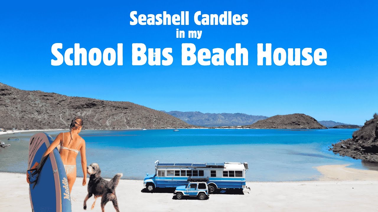 Seashell Candles in my School Bus Beach House - YouTube