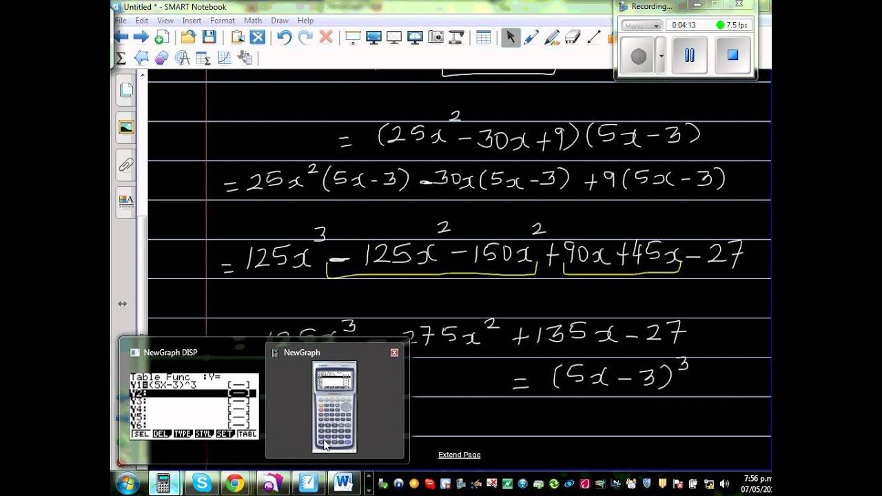 Expanding (5x-3)^3 and checking answer on graphic calculator - YouTube
