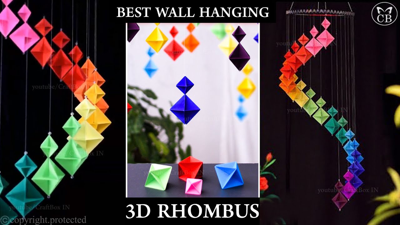How to make easy 3D Rhombus Wall Hanging (Step-By-Step) | Easy To Make ...