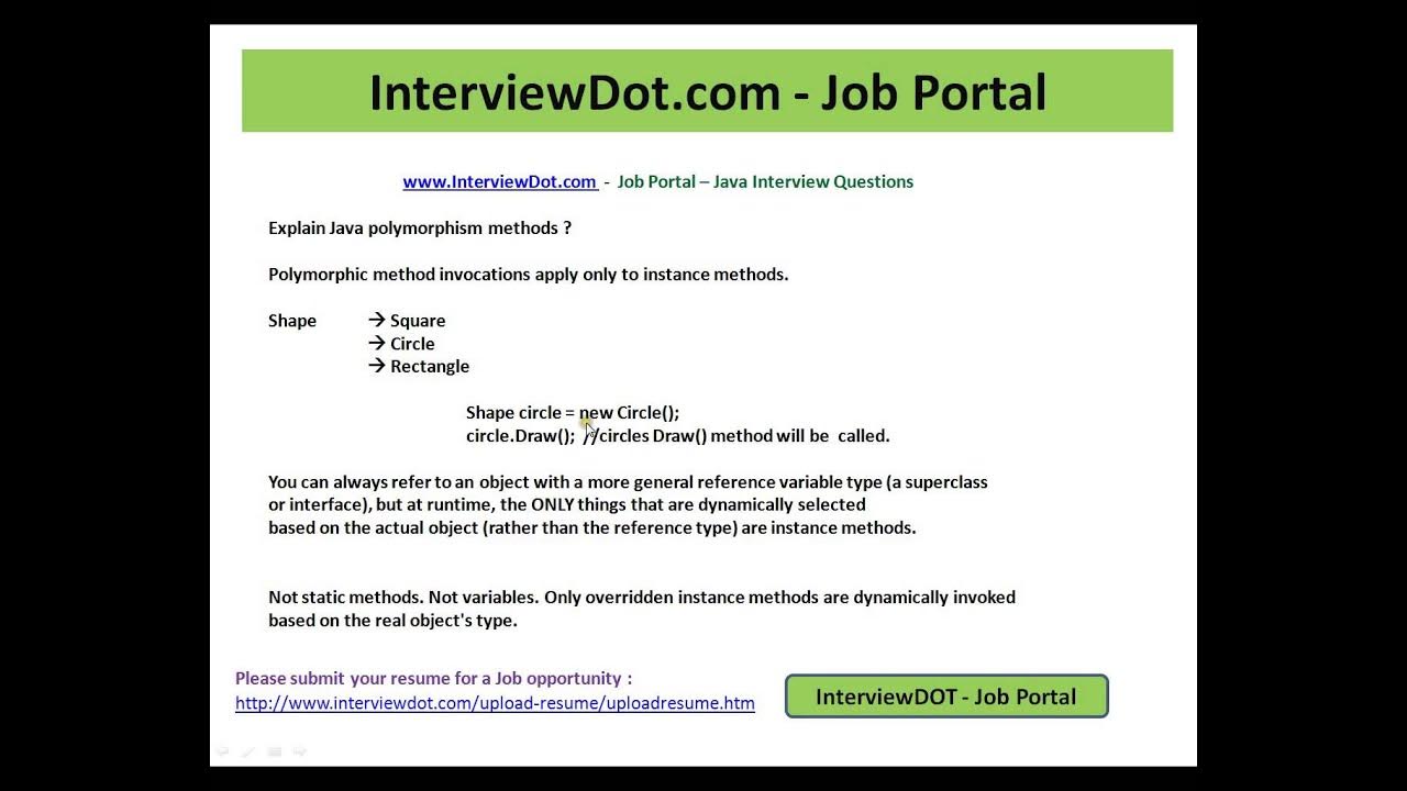 Explain java polymorphism java interview question interviewdot - YouTube