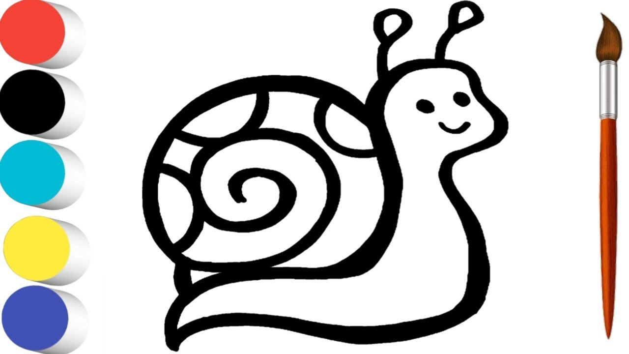 Cute Snail Drawing, Painting and coloring For kids and Toddlers ll Easy ...