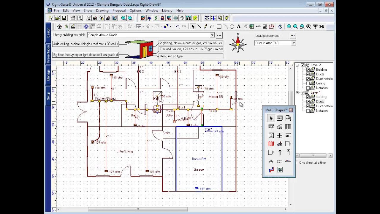 [Wrightsoft] Example Duct Design (Step 7a) Multi Level Duct: Drawing ...