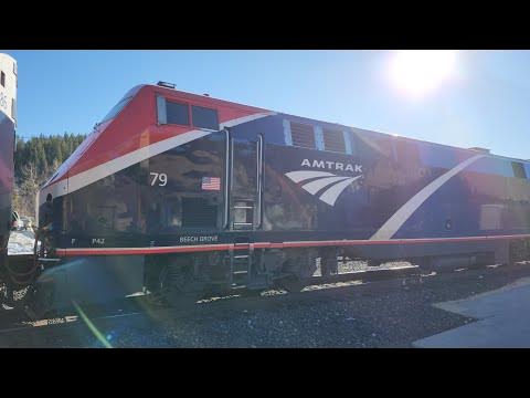Amtrak 79 Phase 7. Truckee CA, MLK Day January 20th, 2024. Plus a UP Hi- Rail Truck. - YouTube