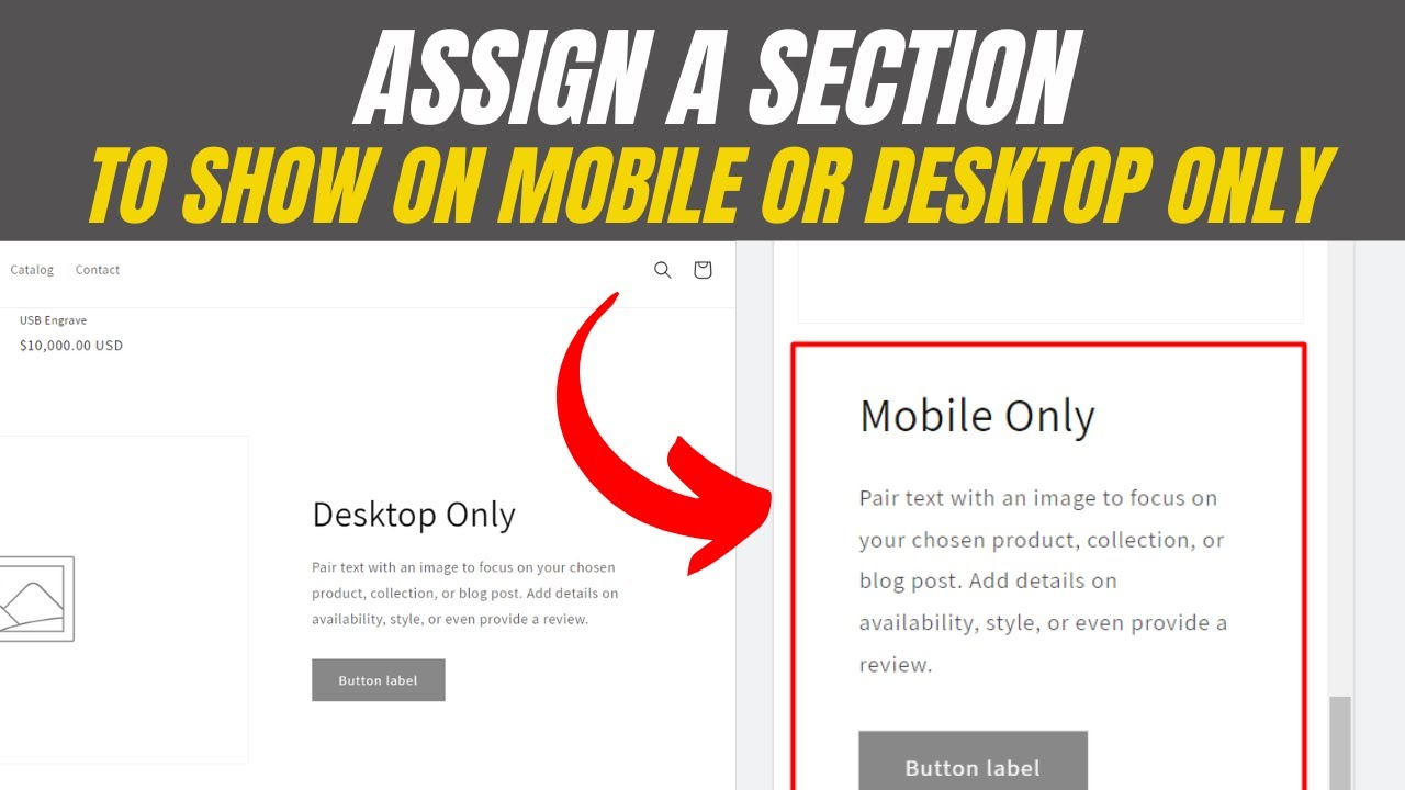 How to assign a section to show on mobile or desktop only - YouTube