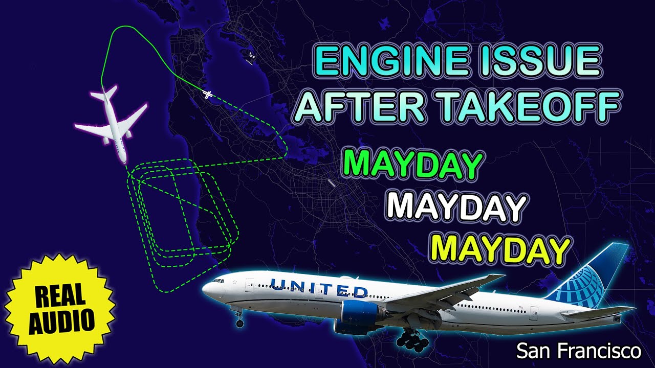 MAYDAY. Engine issue after takeoff. United Boeing 777 dumps fuel near ...