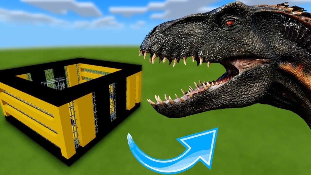 How To Make an INDORAPTOR CAGE in Minecraft PE - YouTube