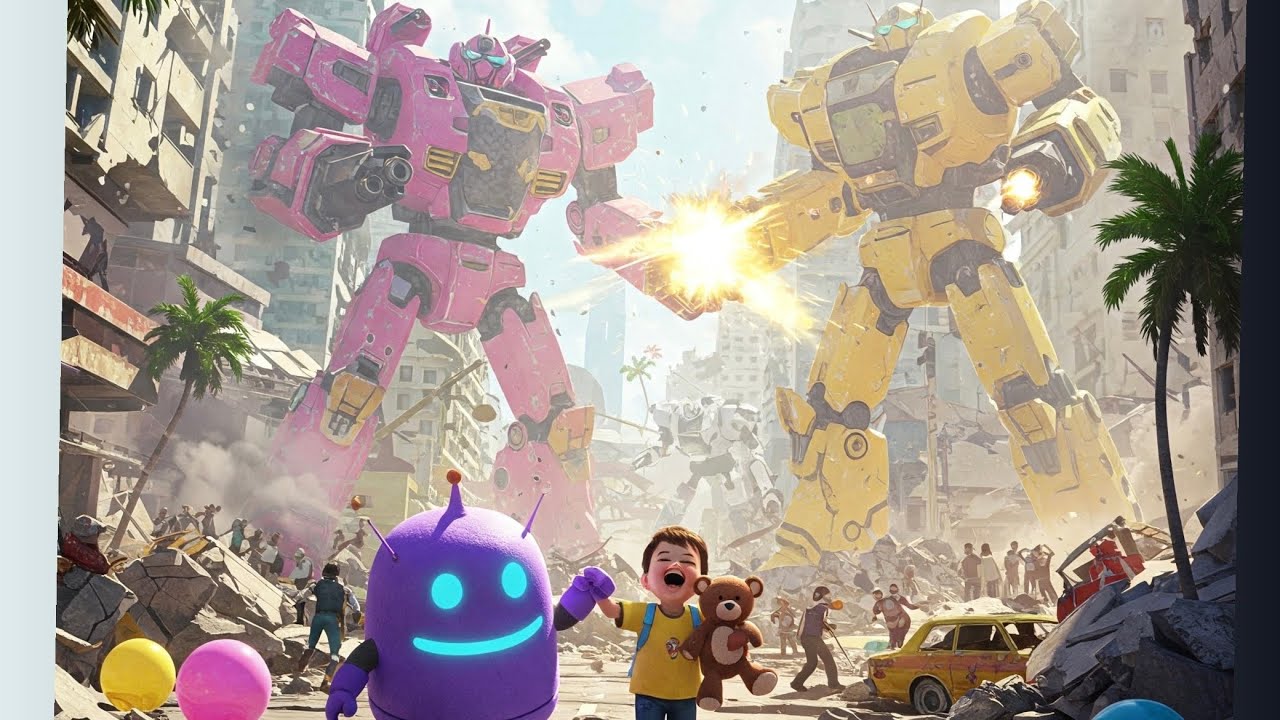 Hero robot defeat the villains robots army - YouTube