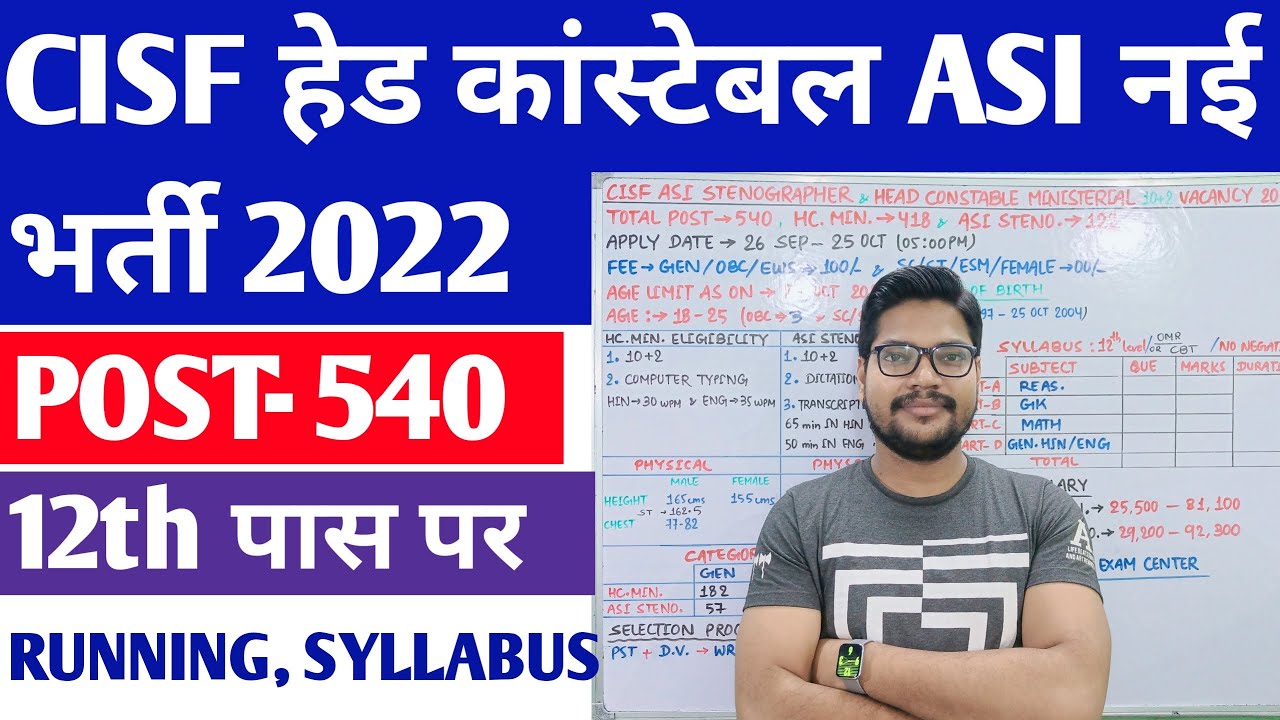 CISF Head Constable & Asi New Vacancy 2022 | Cisf HMC and Asi vacancy ...