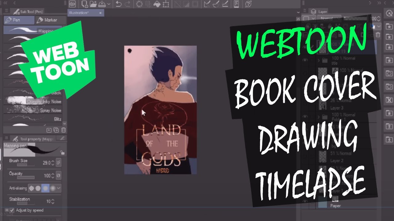WEBTOON BOOK COVER DRAWING TIMELAPSE - YouTube