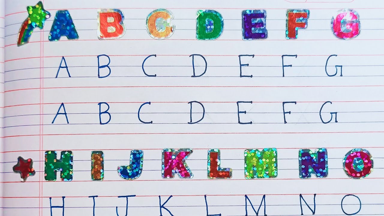 ABCD stickers ||Alphabet writing in four lines ||alphabet stickers ...