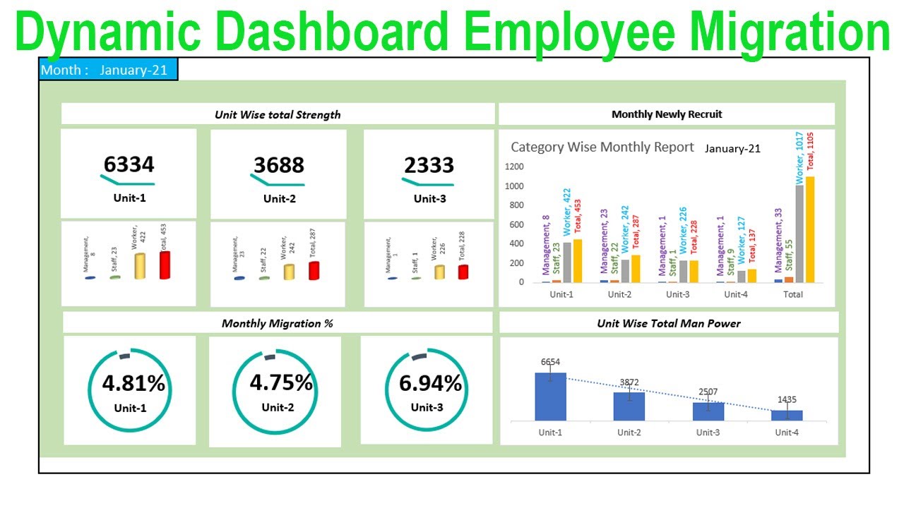 How to Create Excel Dynamic Dashboard Employee Migration without any ...