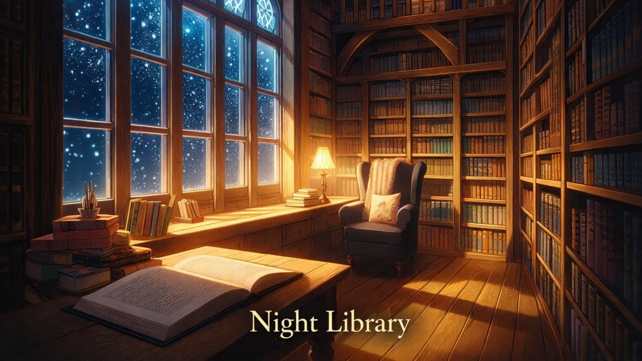 Night Library — Calm Study Ambience | 夜の静かな図書室BGM | Quiet Reading ...