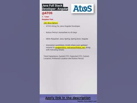 ATOS | Java Full Stack Developer With Angular - YouTube