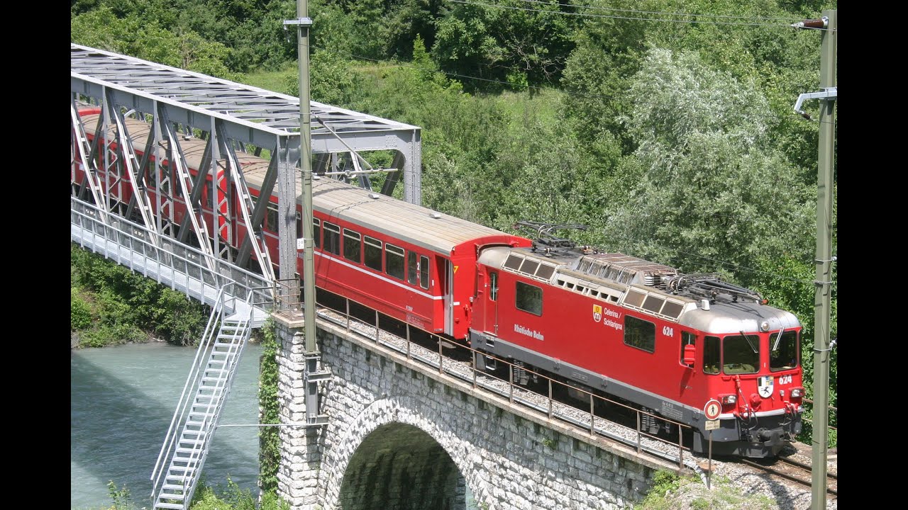 RhB, Rätische Bahn, Locomotives série Ge 4/4 II N° 611 à 633. - YouTube