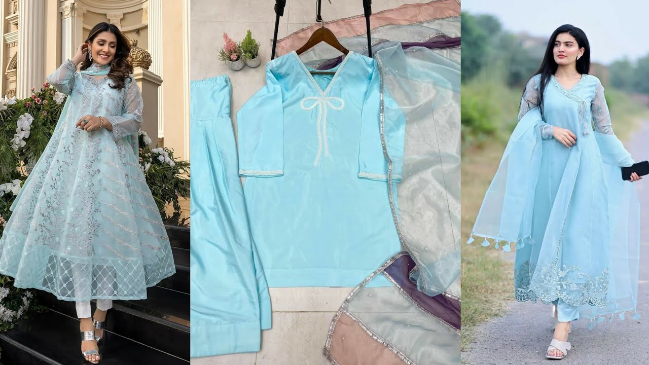 Sky blue Colour Suit & Frock Design | - YouTube