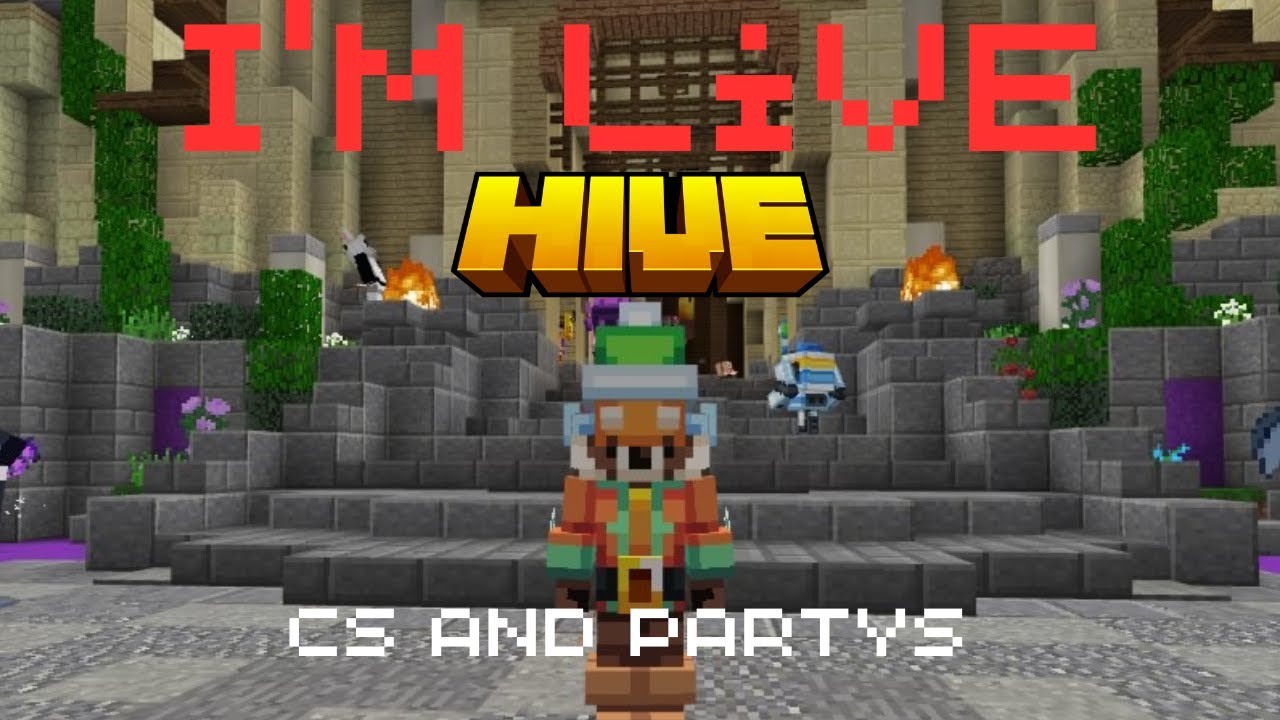 minecraft hive live with viewers come join! cs and partys - YouTube