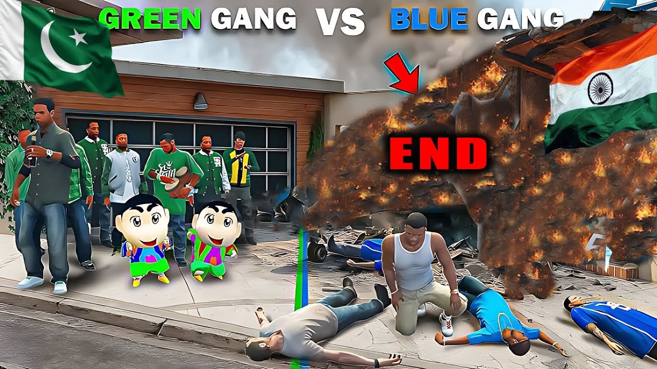 Franklin Blue Gang Battles Shinchan Green Gang in EPIC GTA 5 Car Wars ...