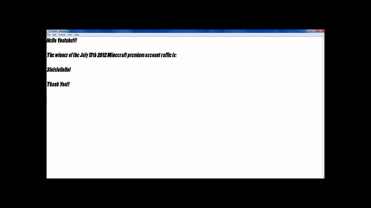 Free Minecraft Premium Account Raffle July 2012: results July 17th ...