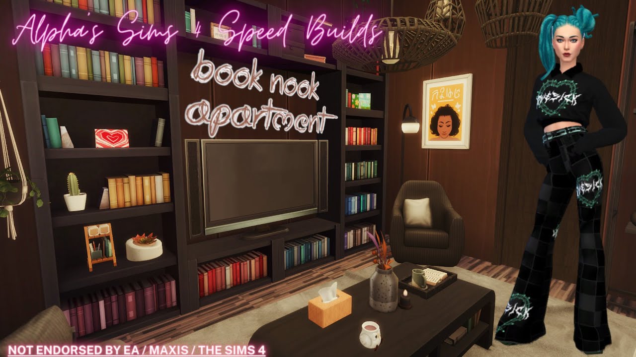 Sims 4 Book nook kit Apartment Speed build with CC - YouTube