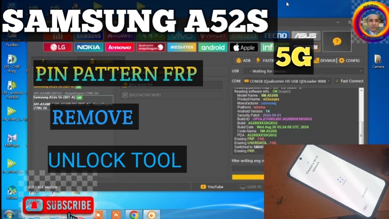 Galaxy A52s 5G A528B frp bypass/testpoint/unlock tools - YouTube