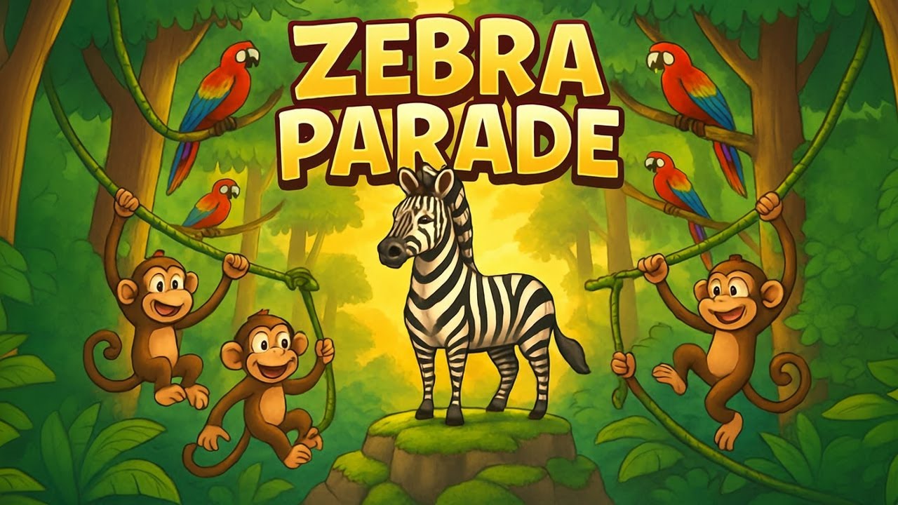 Zebra Parade Song for Kids 🦓 | Animal Songs & Nursery Rhymes | Jungle ...