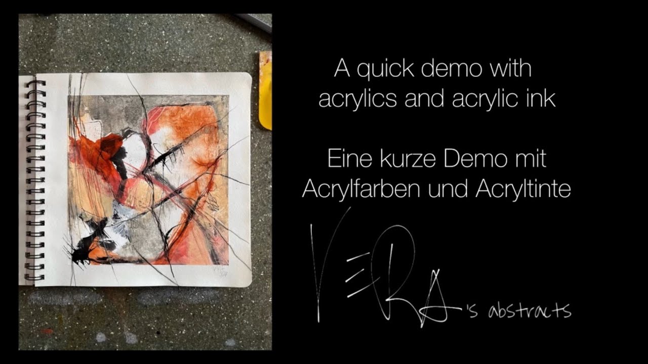 Art Demo 26, abstract painting with arcylinks and markmaking #deutsch # ...