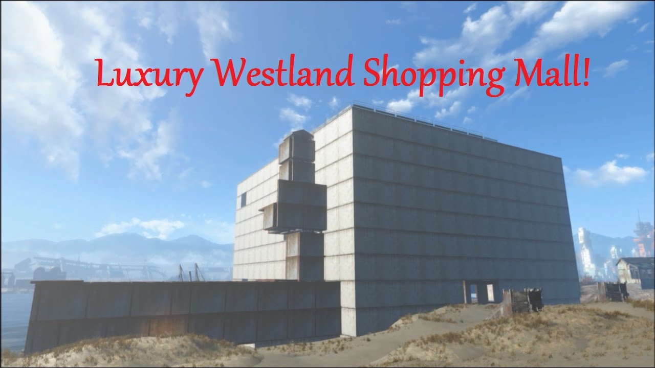 Fallout 4 Spectacle Island Mega Shopping Mall settlement tour - YouTube