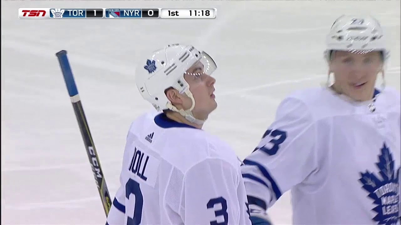Justin Holl 2nd NHL Goal! 2/1/2018 (Toronto Maple Leafs at New York ...