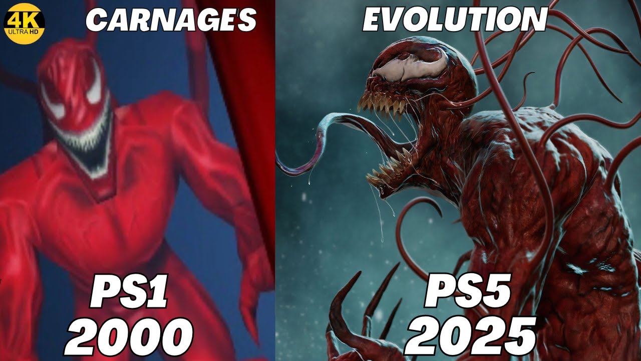 Carnage's Insane Evolution in Spider-Man PlayStation Games (PS1 to PS5 ...
