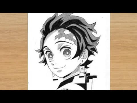 How to draw Tanjiro -Anime drawing | Part - 1 ( Outline ) By - Utkarsh ...