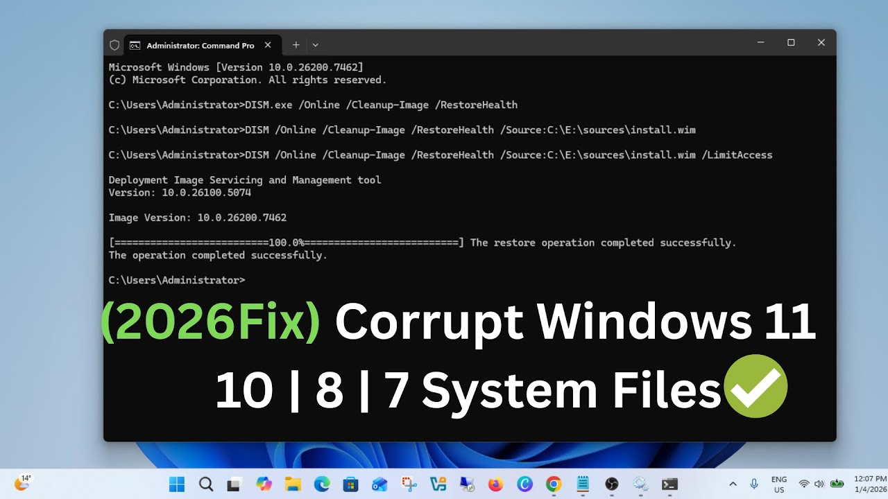 (2026 Fix ) How to Fix Corrupt Windows 11 | 10 | 8 | 7 System Files ...