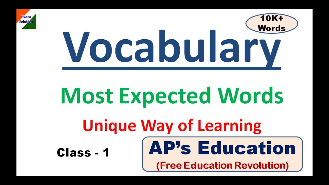 10K+ Vocabulary Series, Class 1, Learning Through Picture & Mnemonics ...