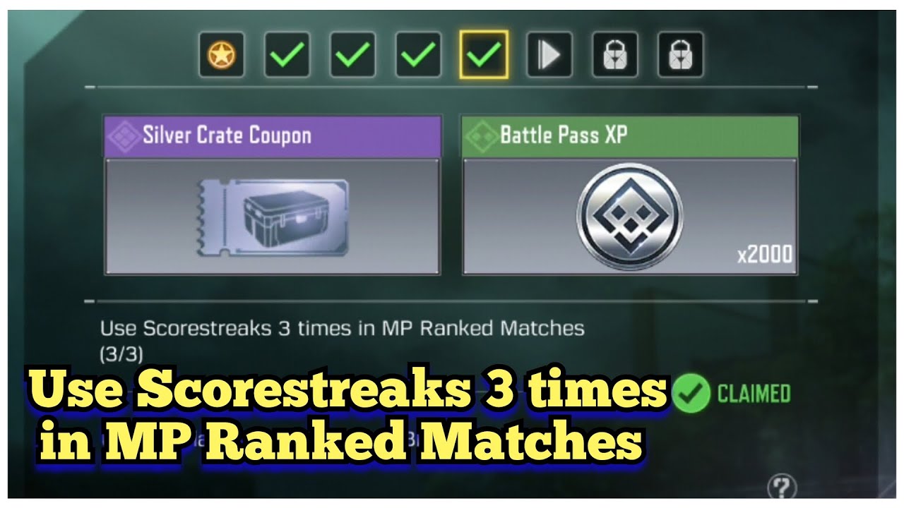 Call Of Duty Mobile Use Scorestreaks 3 times in MP Ranked Matches Task ...