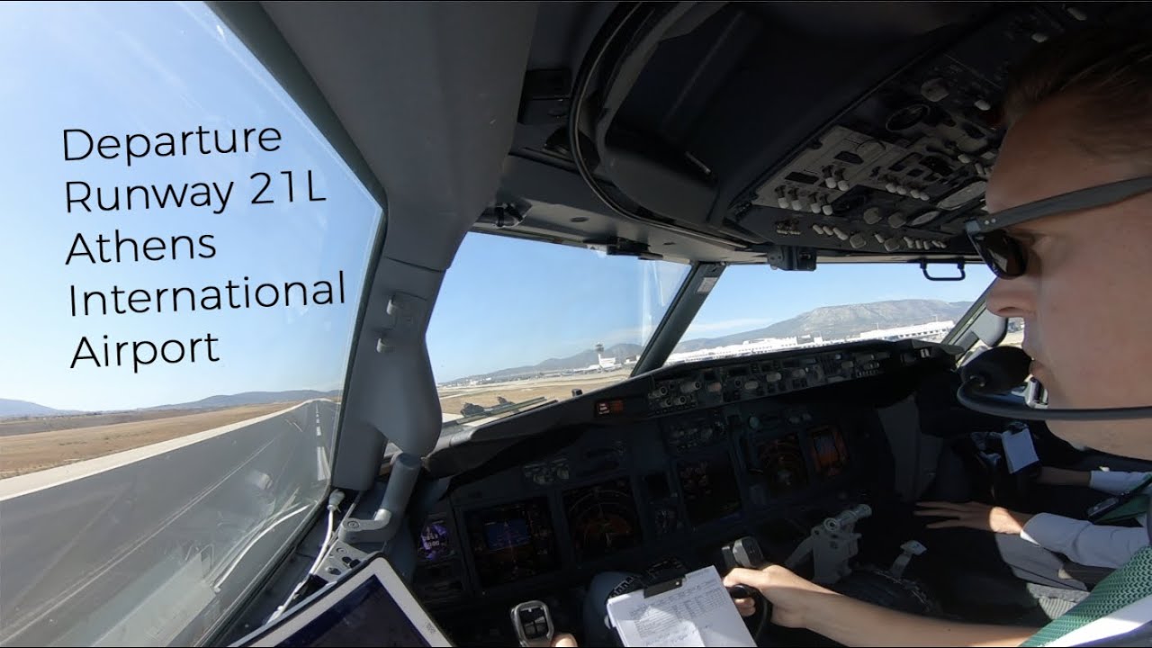 Departure runway 21L Athens International Airport (ATH LGAV). - YouTube