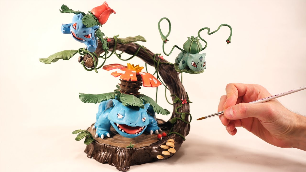 I made the Bulbasaur Evolution into an amazing sculpture - YouTube