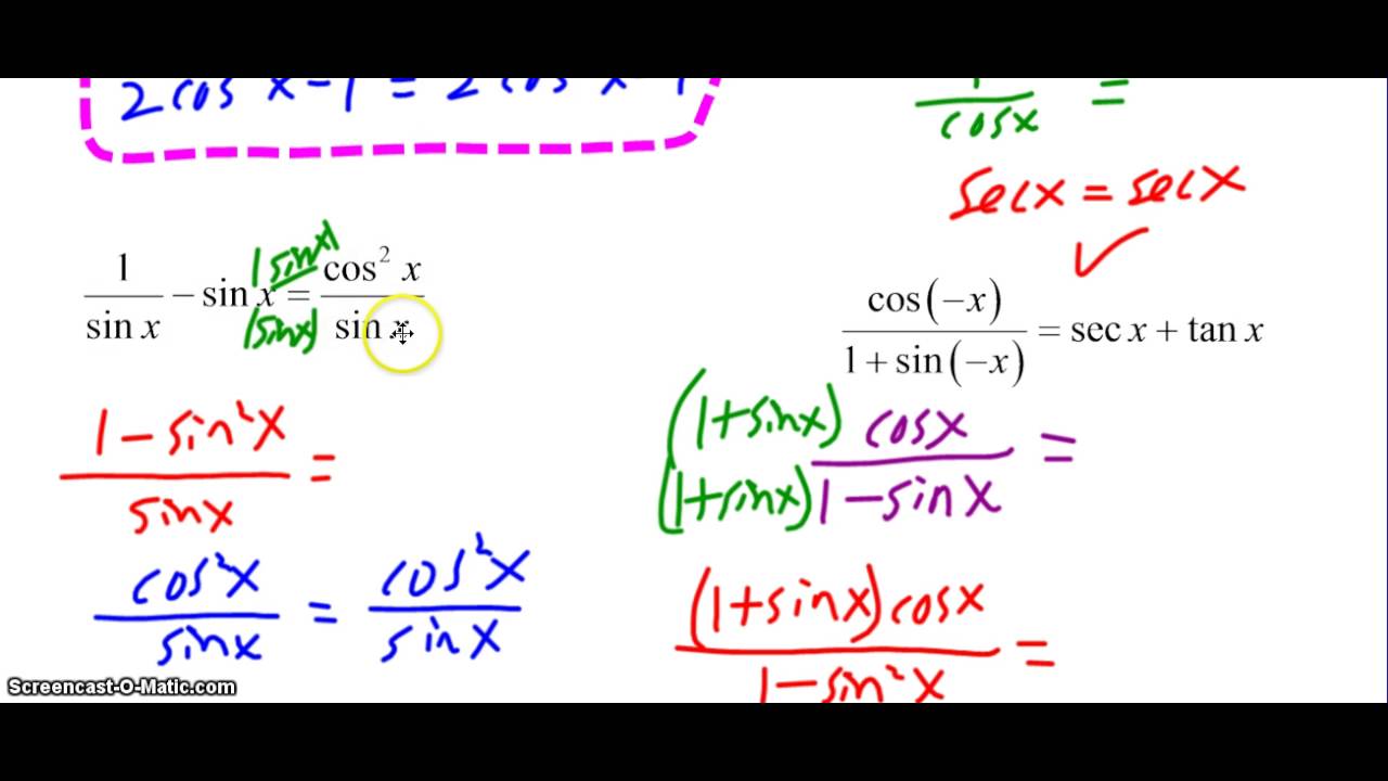 Verifying Trigonometric Identities - YouTube