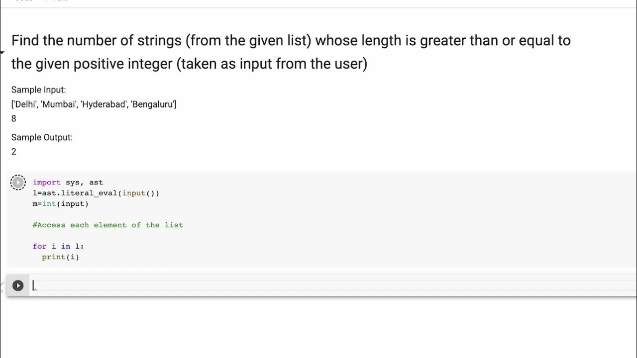 Python Practice : Compare length of elements of a list with a given ...