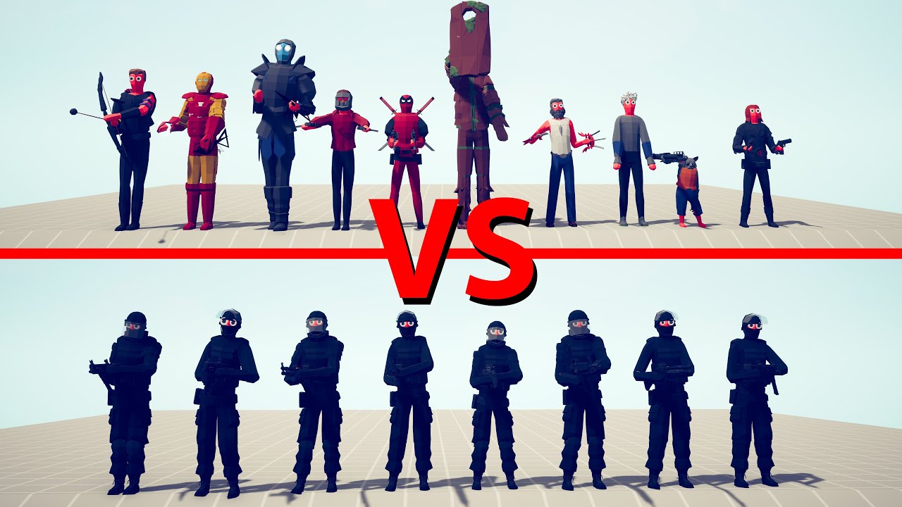 MARVEL Team vs SWAT Team Totally Accurate Battle Simulator TABS - YouTube