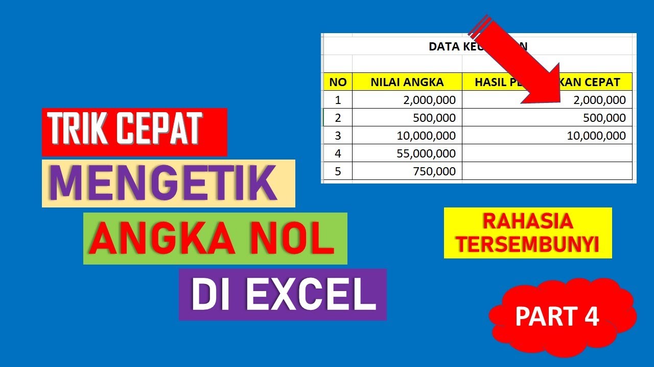 rahasia mengetik angka nol di excel | trik cepat - YouTube