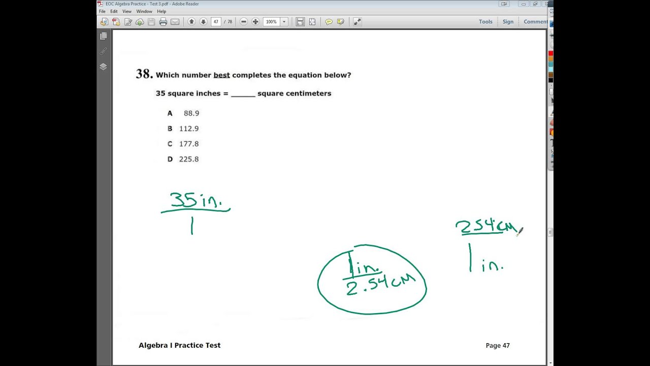 Question 38 EOC Algebra 1 Practice Test 3 - YouTube