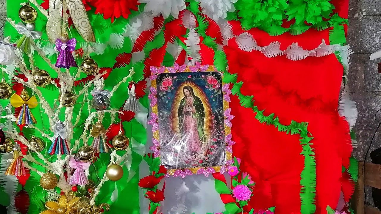 ALTAR con papel crepe para la virgen - YouTube