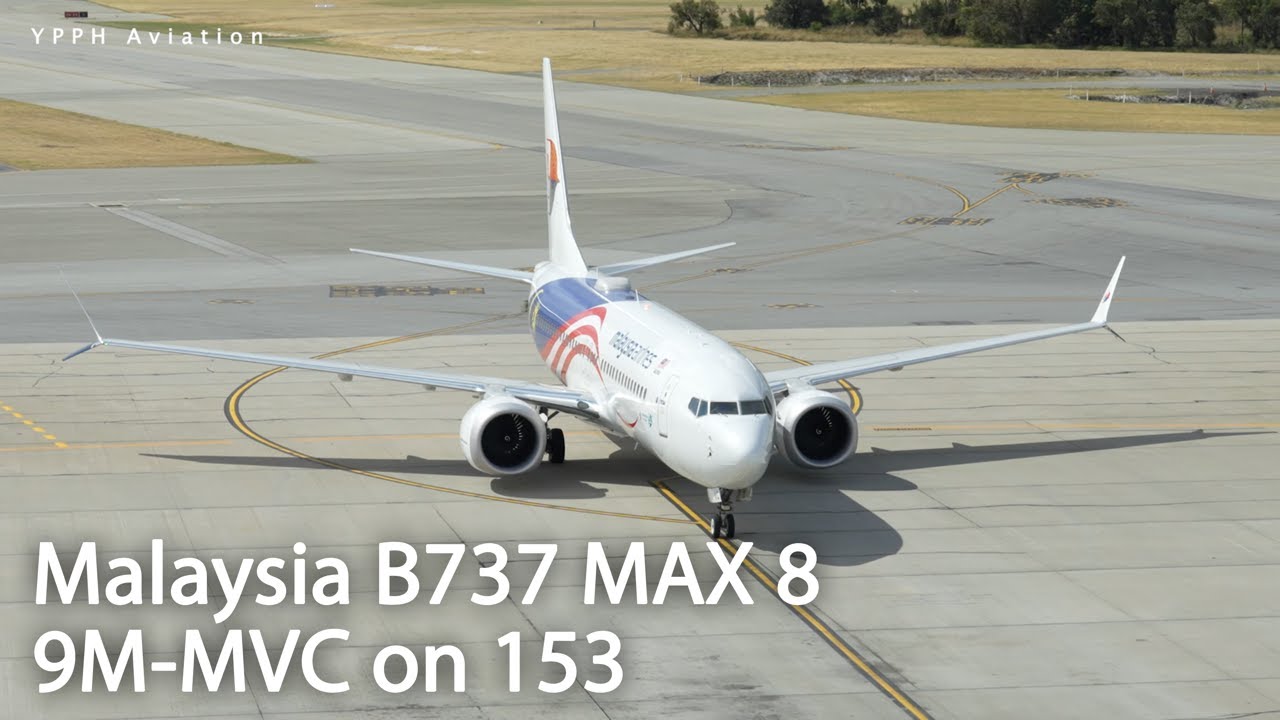 NEW Malaysia B737 Max 9M-MVC arrives at gate 153 at Perth Airport (YPPH ...