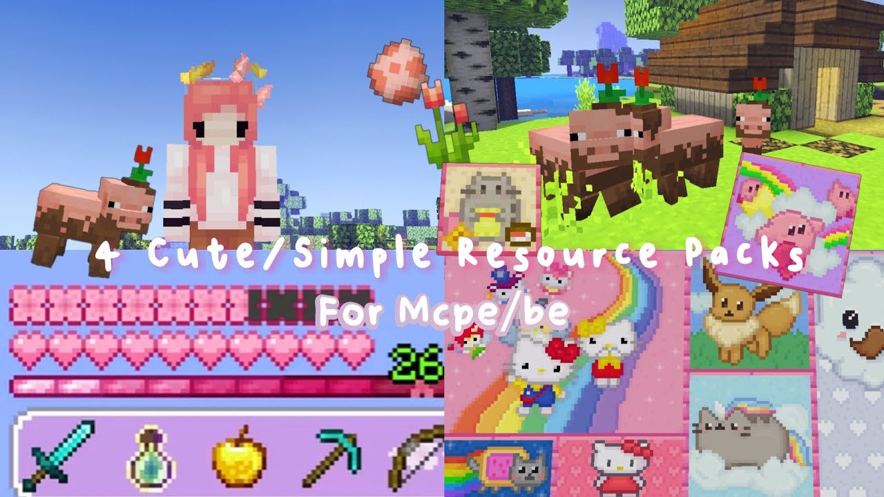 4 Cute/Simple Resource Packs/add-ons🌈|| Minecraft pe/be || Review ...