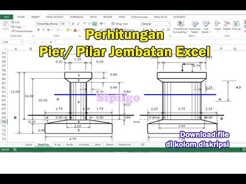 Perhitungan Pier atau Pilar Jembatan Excel - YouTube
