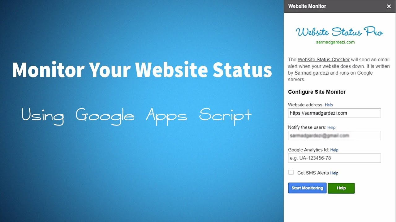 Monitor Your Website Status Using Google Apps Script - YouTube