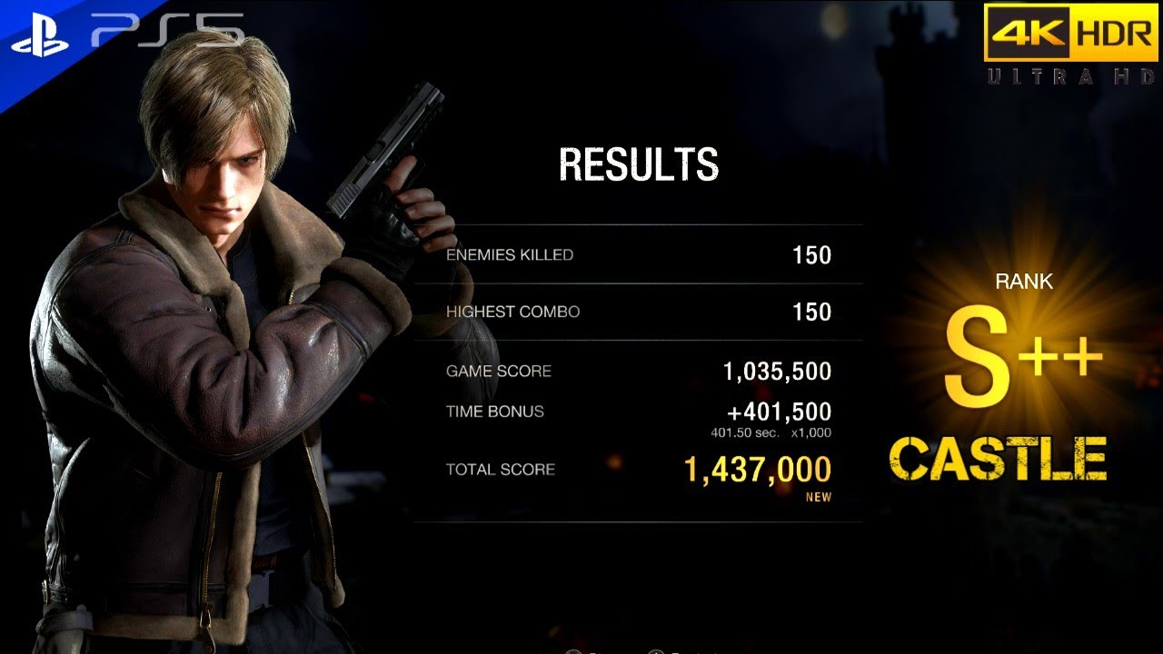 RESIDENT EVIL 4 REMAKE MERCENARIES - RANK S++ LEON CASTLE 1,437,000 ...