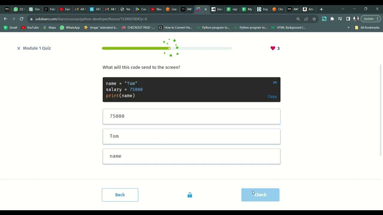 10 Module 1 Quiz Python Developer Sololearn Youtube