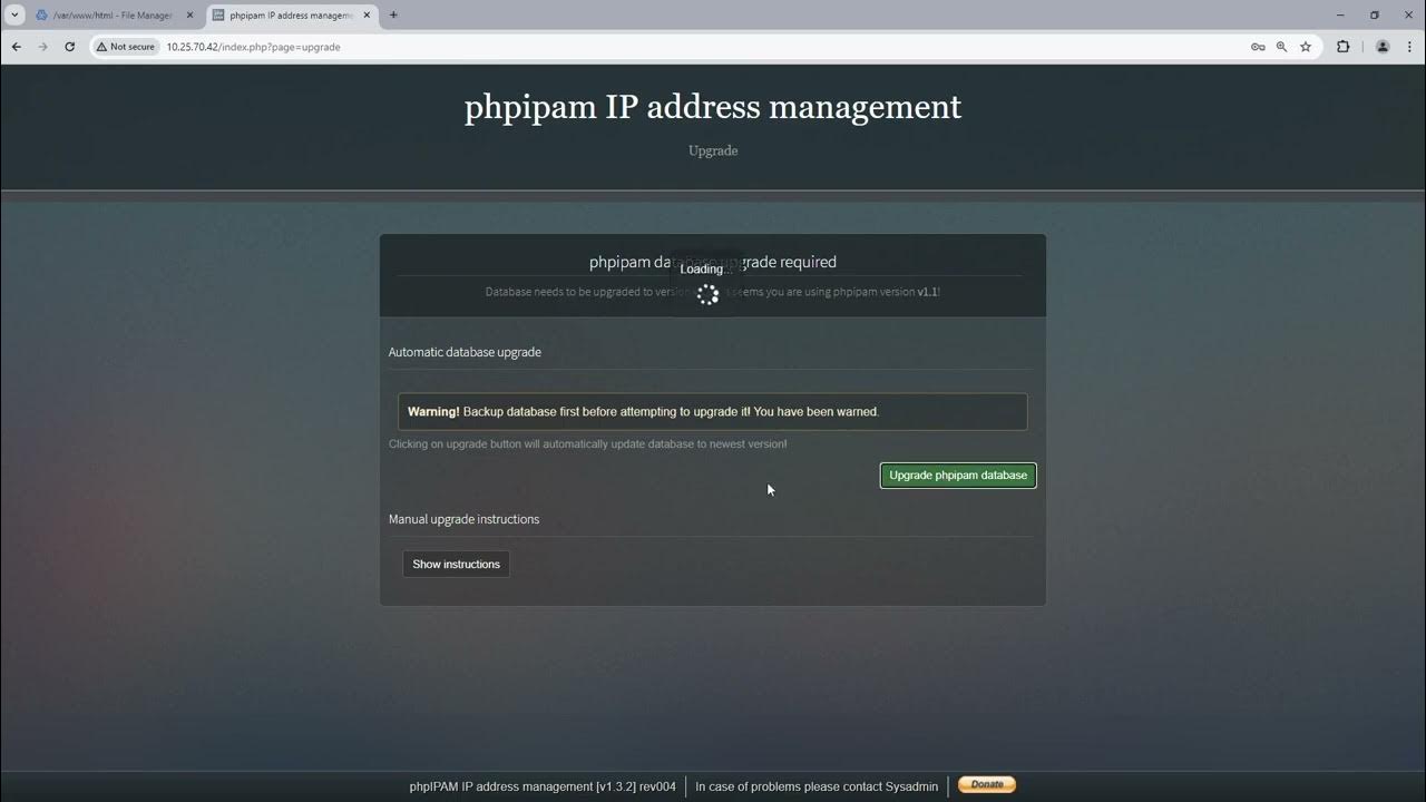 php{IPAM} Upgrading database from version 1.1 to 1.6 - YouTube