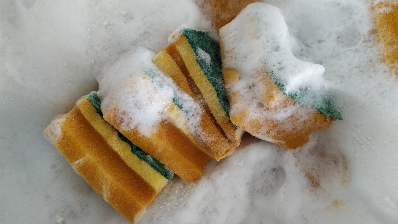 Bleached Kitchen Sponges Soapy Ripping | Sponge ASMR - YouTube